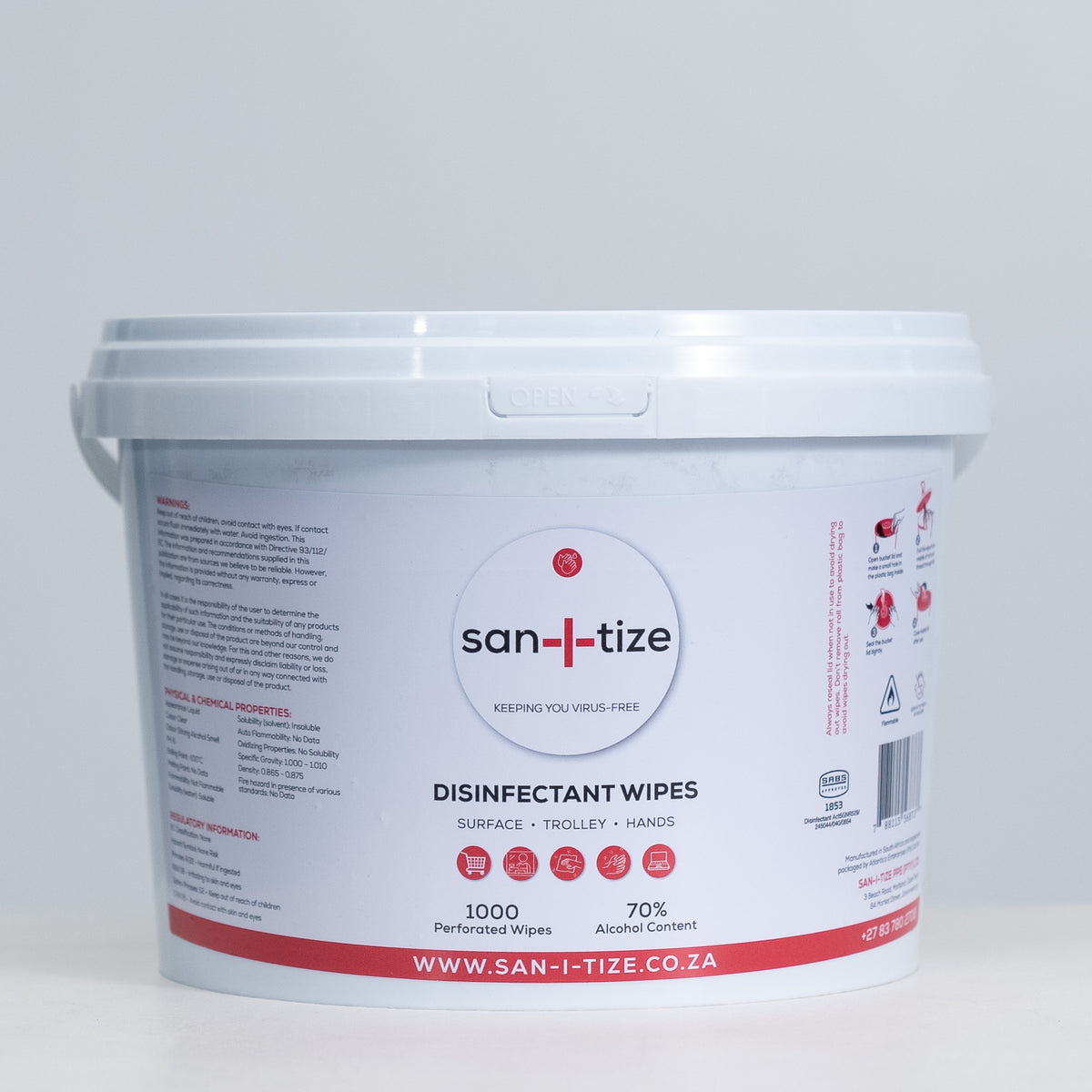 San-I-tize Disinfectant Bucket Wipes (1000 Wipes) (70% Alcohol ...